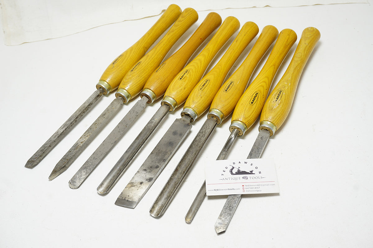 FINE SET OF 8 MARPLES LATHE CHISELS