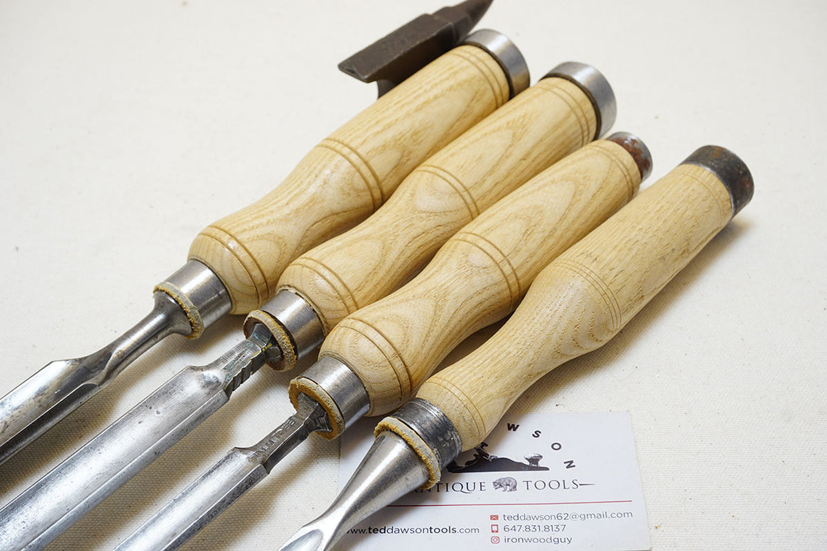 FINE WORKING SET OF 4 HEAVY GOUGES - MARPLES ETC – Ted Dawson Antique Tools