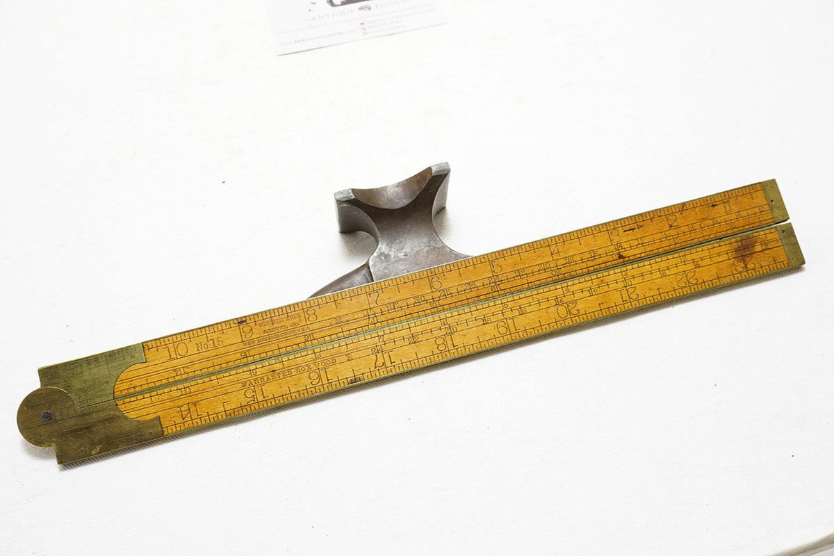 FINE STANLEY NO. 15 FULLY BRASS BOUND GUNTER'S SLIDE ENGINEER'S RULE ...