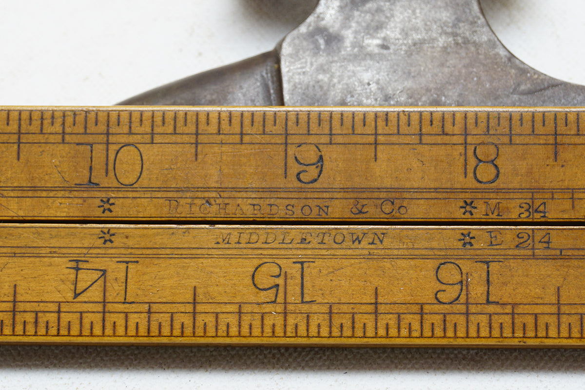 RARE EARLY 1800s RICHARDSON & CO OCTAGONAL SCALE CARPENTER'S FOLDING R ...