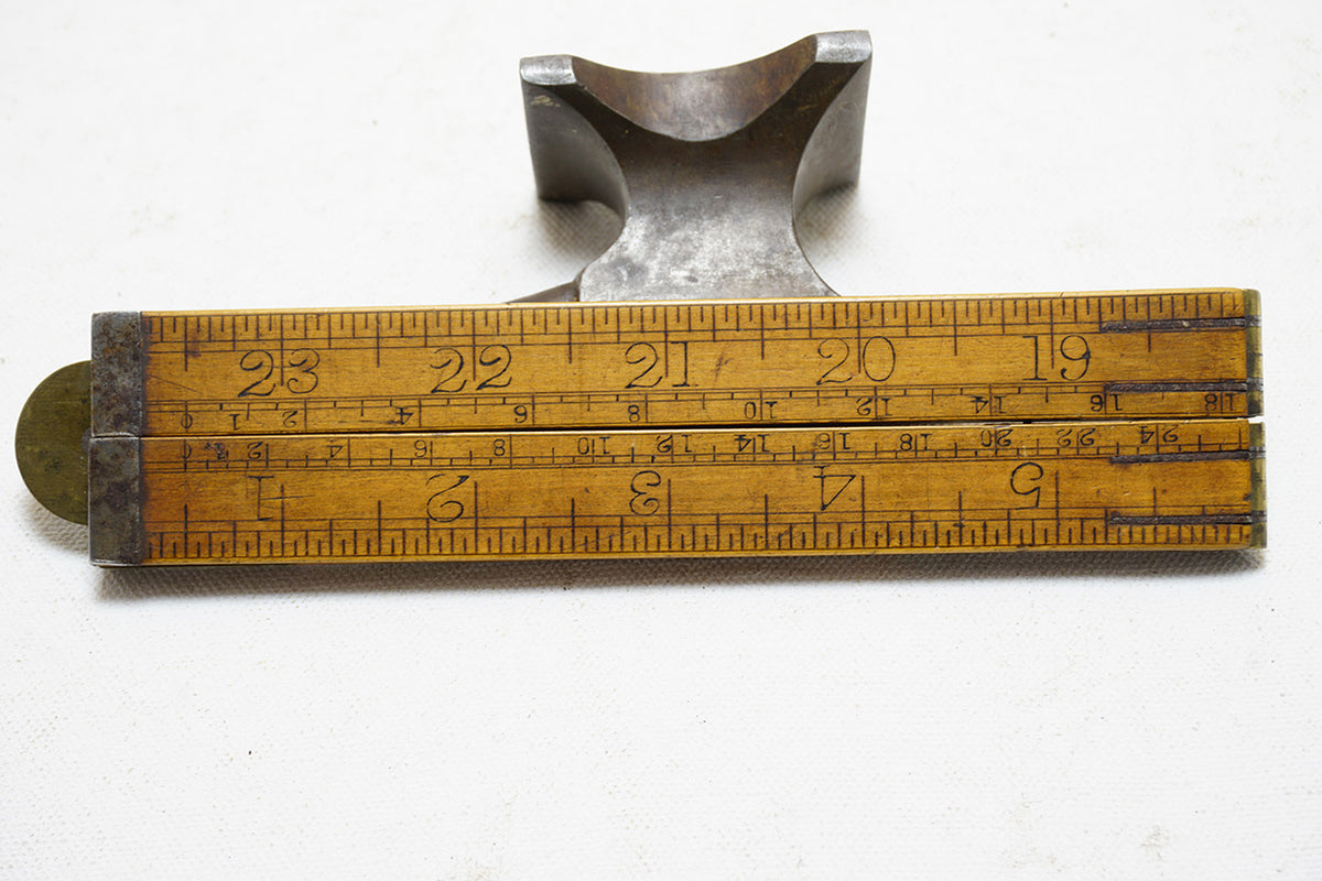 RARE EARLY 1800s RICHARDSON & CO OCTAGONAL SCALE CARPENTER'S FOLDING R ...