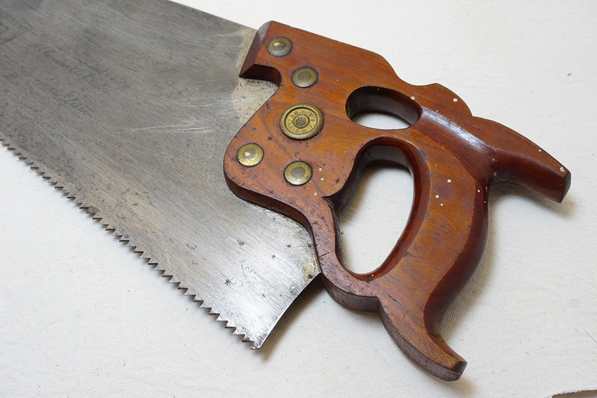 VERY FINE DISSTON D8 SAW 5 1/2 TPI RIP SAW - APPLEWOOD THUMBHOLE HANDL ...