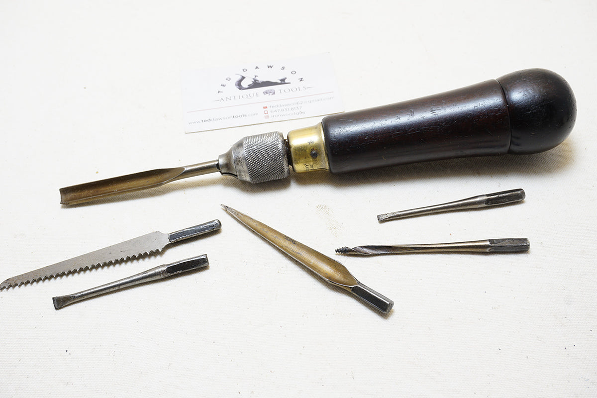 FINE ROSEWOOD GOODELL PRATT TOOL HANDLE + 6 TOOLS – Ted Dawson Antique ...