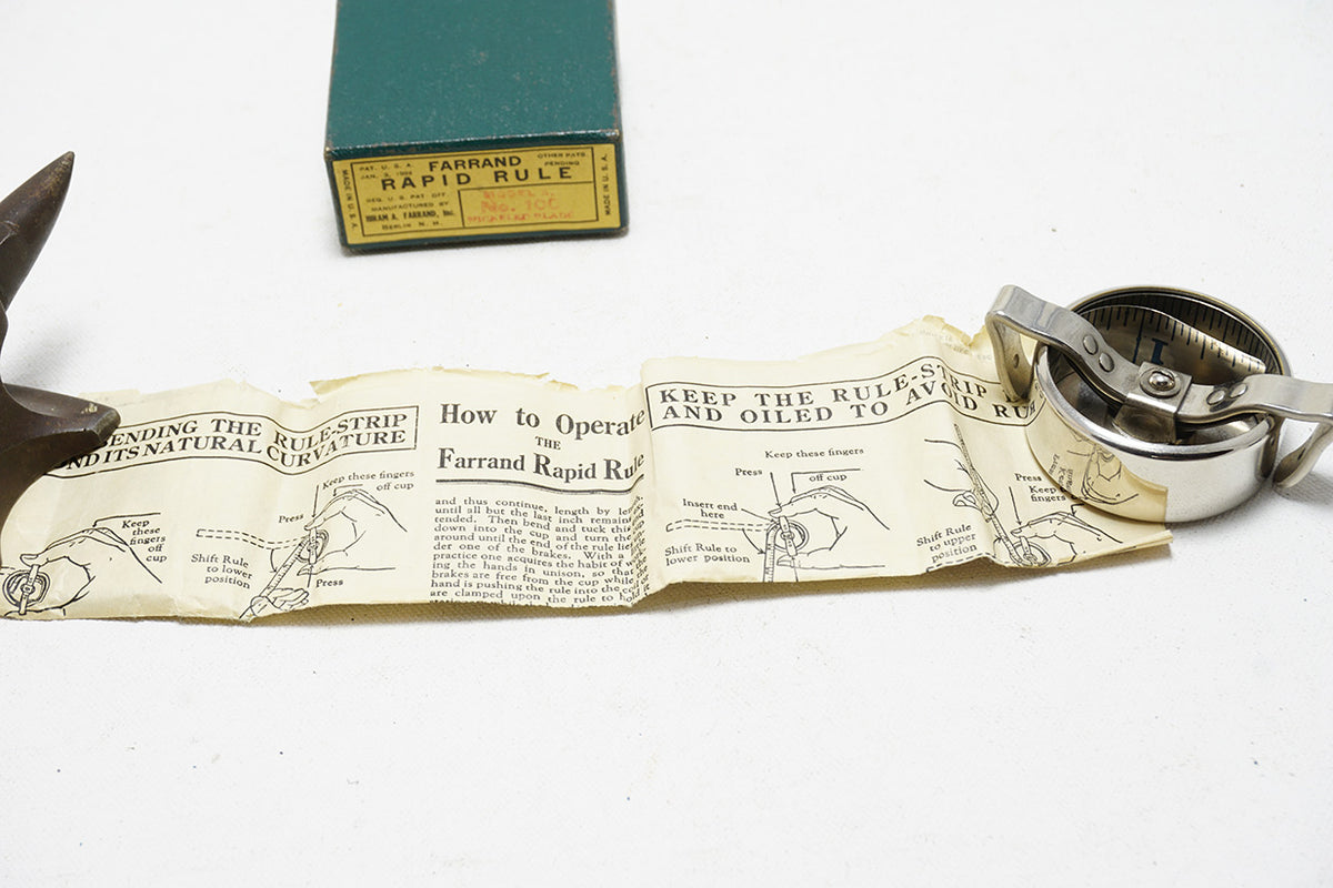 NOS FARRAND PATENT RAPID RULE TAPE MEASURE IOB – Ted Dawson Antique Tools