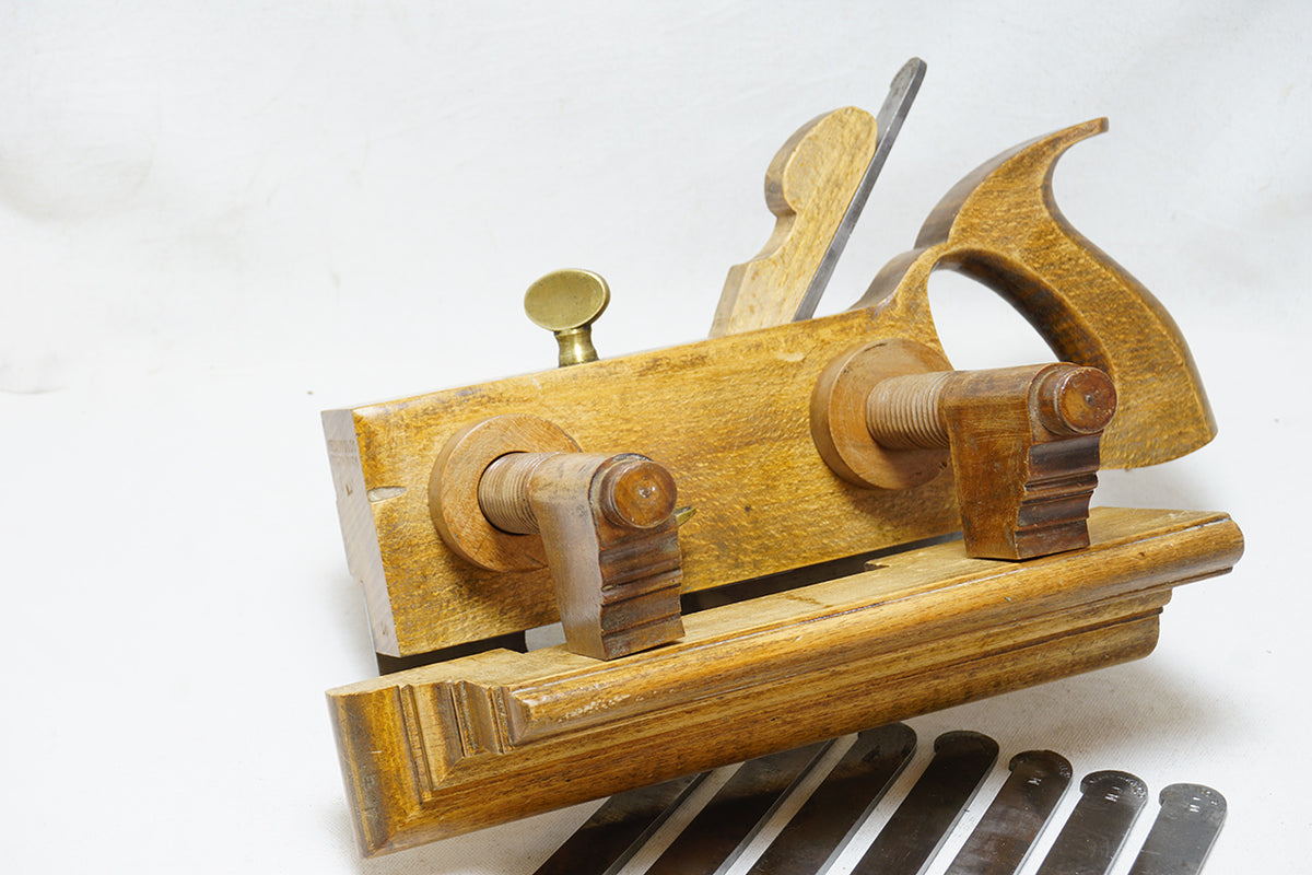 EXCEPTIONAL OHIO TOOL CO. NO. 97 HANDLED PLOW PLANE + ALL 8 ORIGINAL C ...