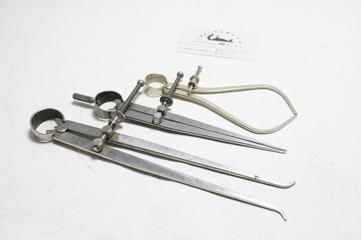 FINE WORKING SET OF 3 MACHINIST DIVIDER CALIPERS - STARRETT, UNION TOO ...