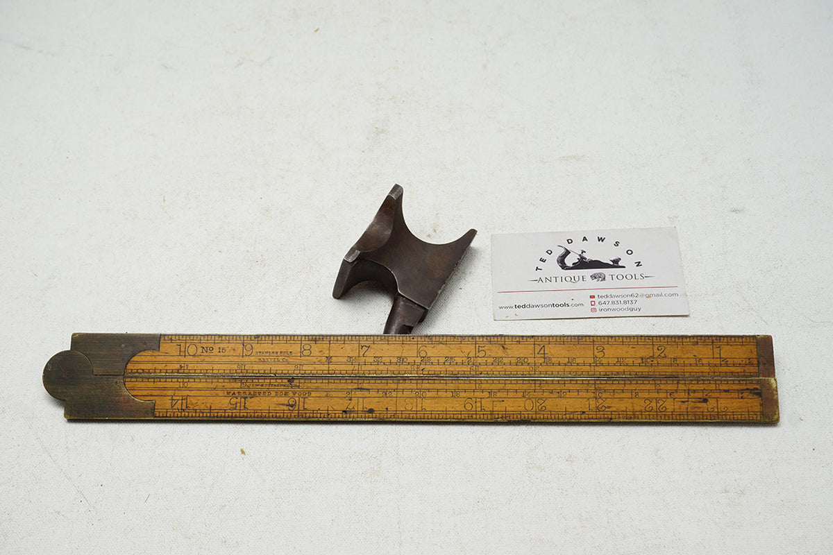 FINE EARLY STANLEY NO. 15 BRASS BOUND GUNTER'S SLIDE ENGINEER'S RULE ...