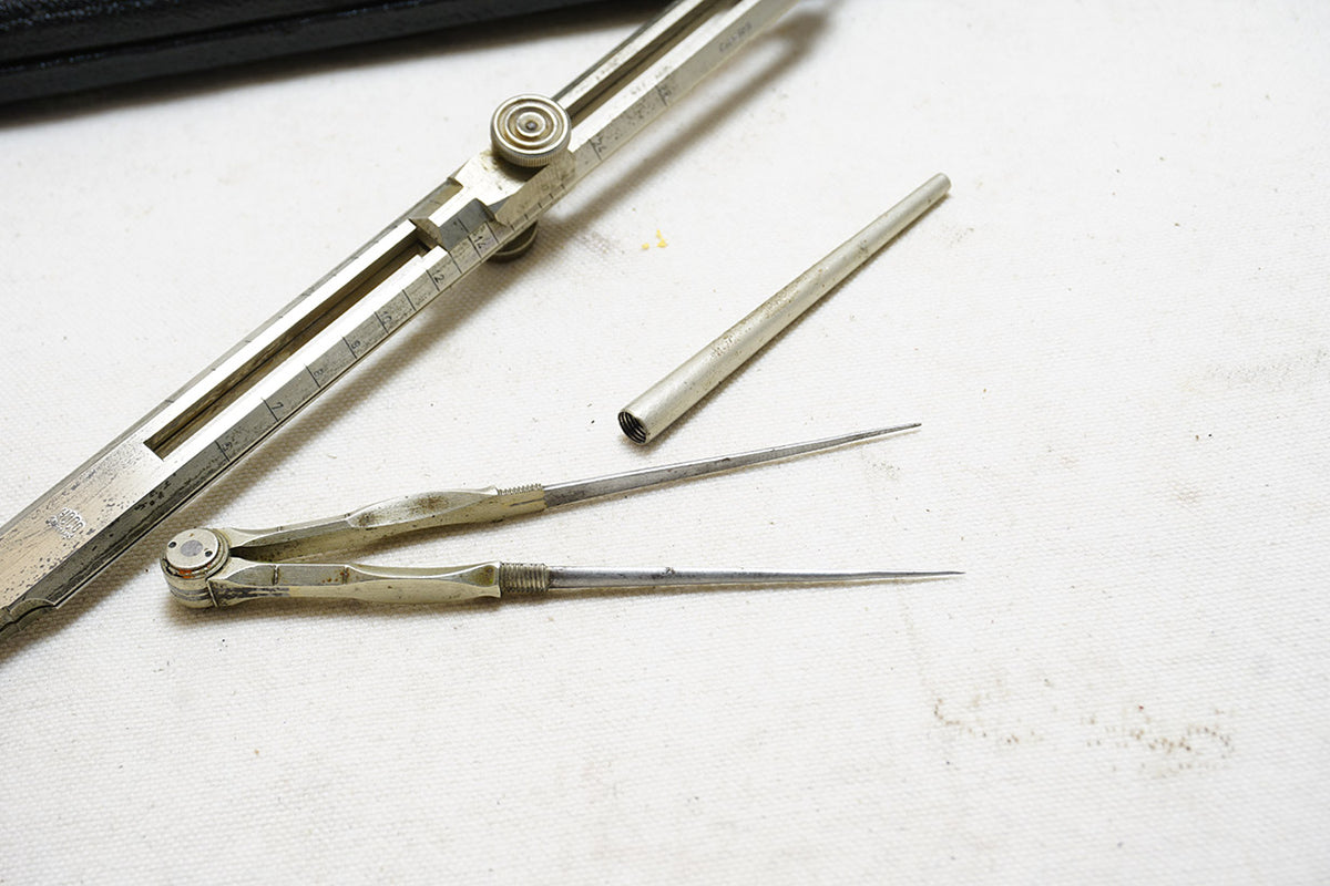 FINE GERMAN SILVER 10" PROPORTIONAL DIVIDERS + COMPASS DIVIDER WITH CA ...