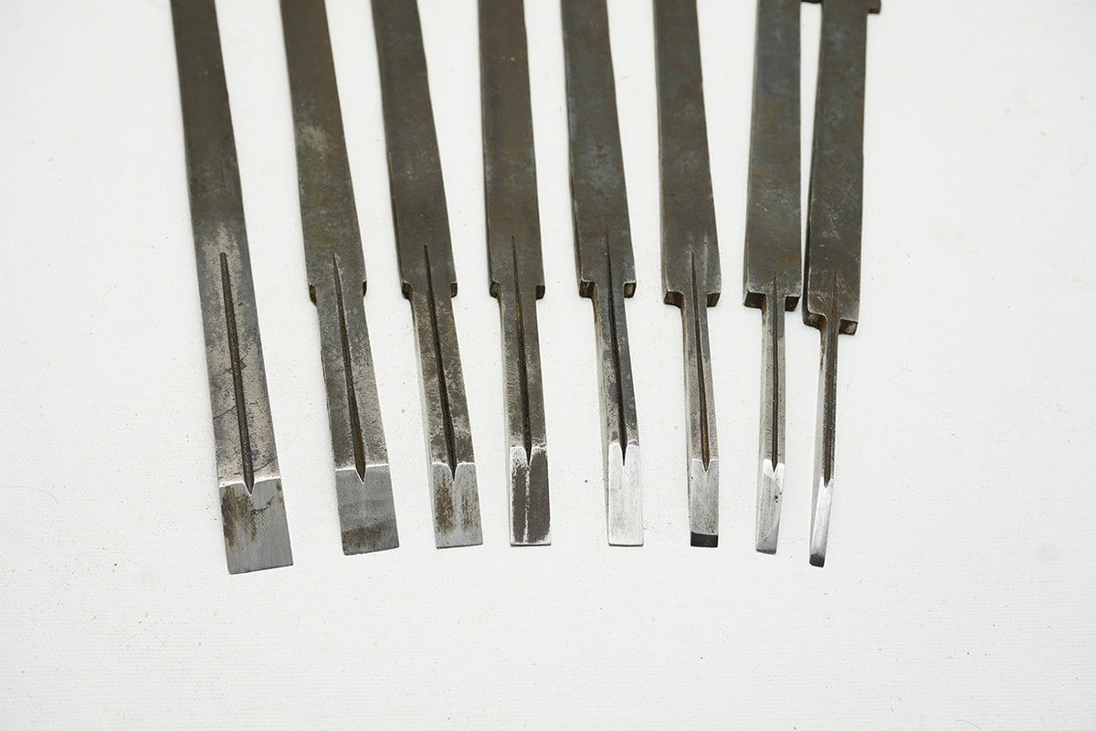 VERY CLEAN SET OF 8 PLOW PLANE IRONS - SIZES 1 ~ 8 – Ted Dawson Antique ...