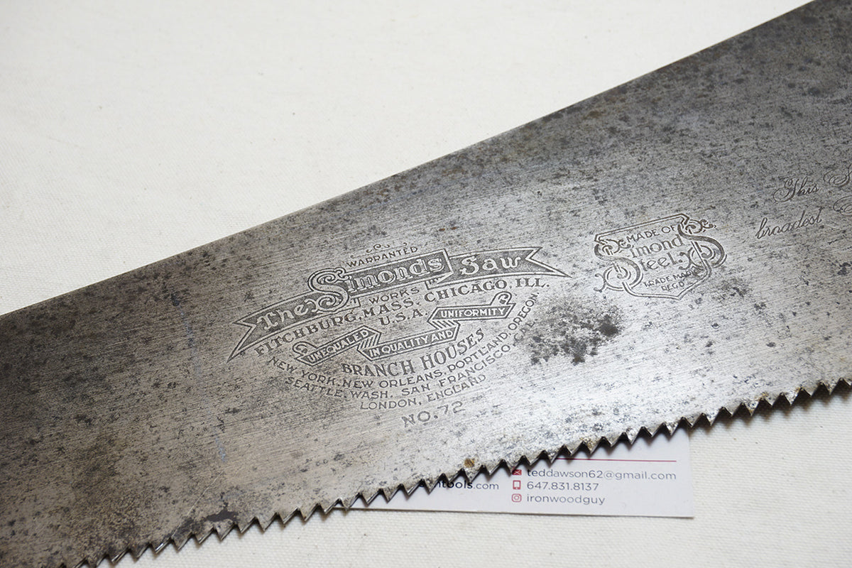 FINE SHARP SIMONDS SAW WORKS NO. 72 RIP SAW - 5 TPI – Ted Dawson ...
