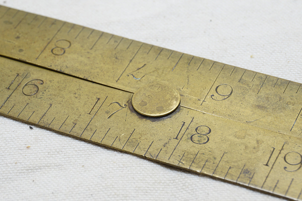 RARE EARLY RABONE BRASS FOLDING RULE WITH DECORATIVE HINGE – Ted Dawson ...