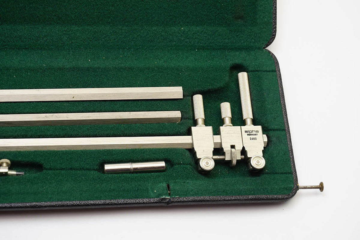 DEAD MINT SILVERED ALPHA GERMANY COMPASS / TRAMMEL DRAFTING SET – Ted ...