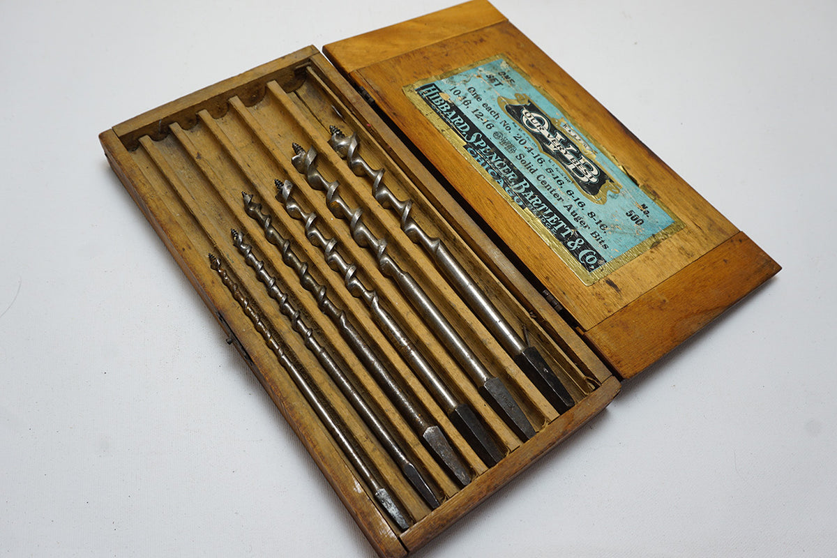 WONDERFUL ORIGINAL HSB OVB AUGER BIT BOX OF 6 – Ted Dawson Antique Tools
