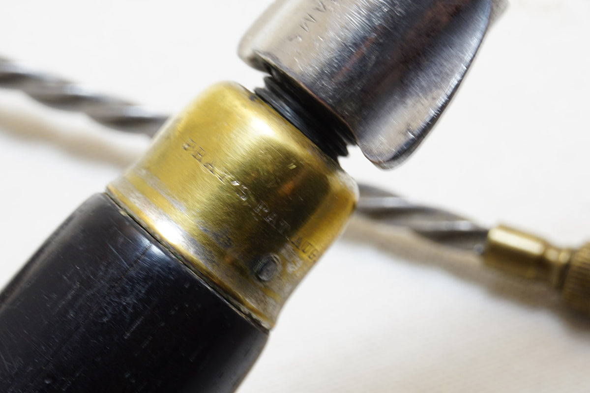 FINE FRAY PATENT ROSEWOOD TOOL HANDLE + 7 ORIG BITS PLUS ARCHIMEDEAN D ...