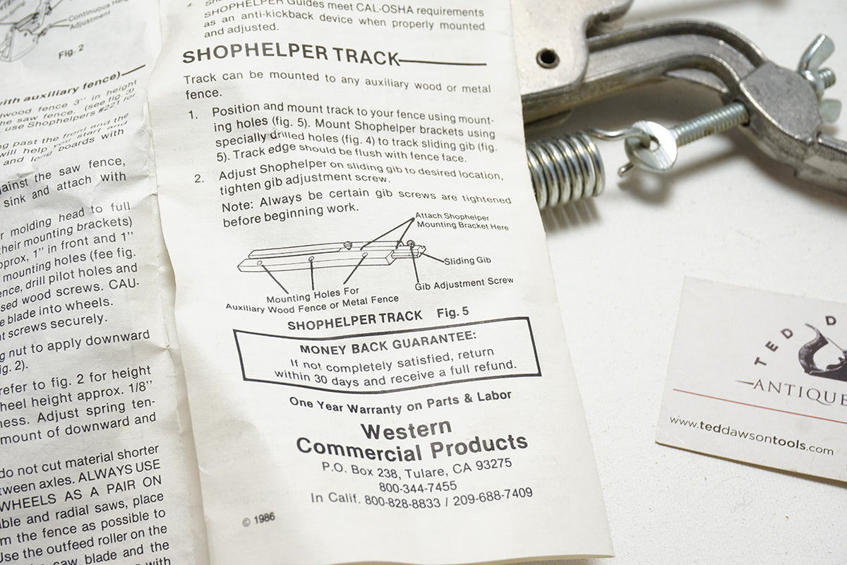 NOS PAIR - SHOPHELPER "THOSE YELLOW WHEELS" ANTI-KICKBACK HOLD DOWNS ...