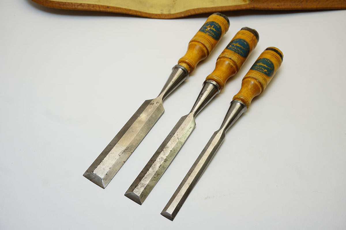 SET OF BERG ESKILSTUNA SOCKET CHISELS IN ORIGINAL POUCH - 1/2" ~ 1 ...