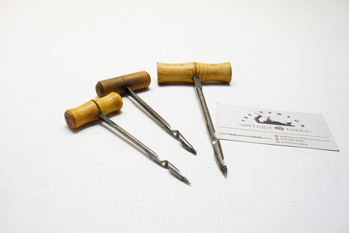 SWEET SET OF 3 EARLY GIMLETS – Ted Dawson Antique Tools