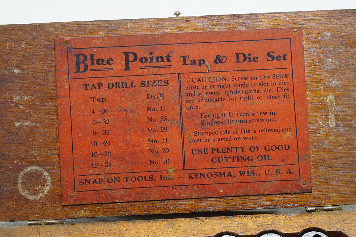 NICE EARLY BLUE POINT SNAP ON TAP & DIE SET IN MAHOGANY BOX – Ted ...