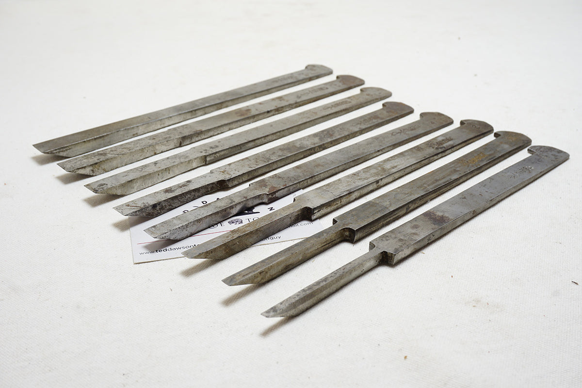 COMPLETE SET OF A. HILDICK DIAMIC PLOW PLANE IRONS – Ted Dawson Antique ...