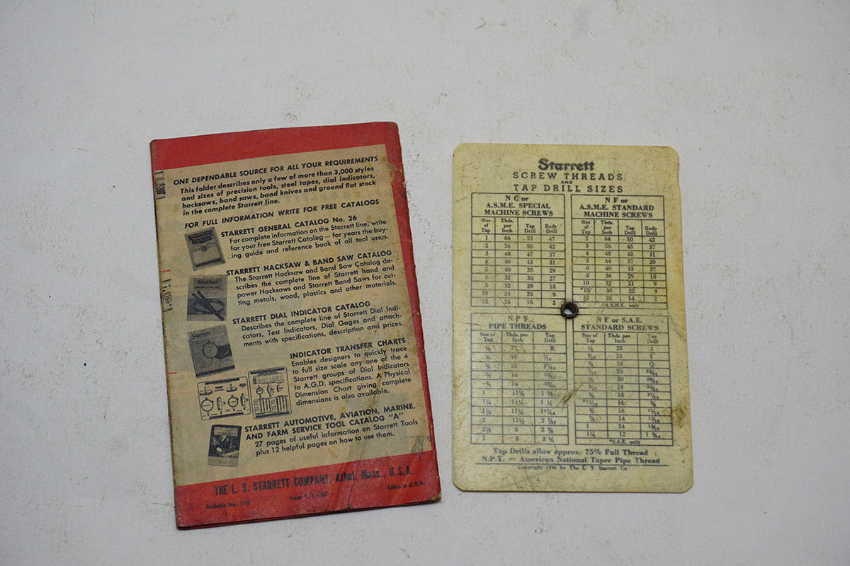 EARLY STARRETT TOOL BROCHURE & SCREW THREAD CALCULATOR – Ted Dawson ...