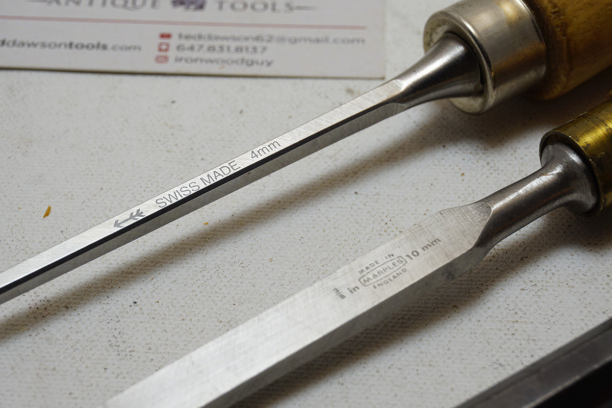 FINE LOT OF 4 CHISELS - STANLEY 720, GROBET, MARPLES, SWISS MADE – Ted ...