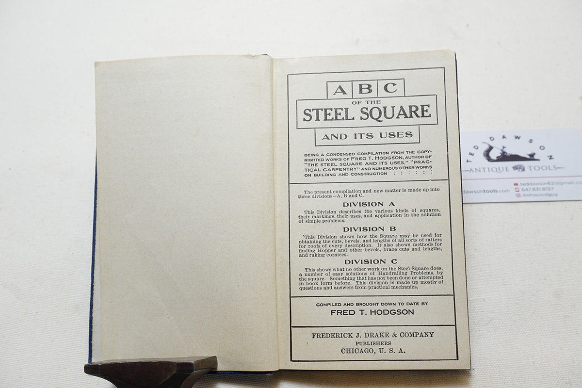 1908 ABC STEEL SQUARE AND ITS PRACTICAL USES - FRED HODGSON – Ted ...