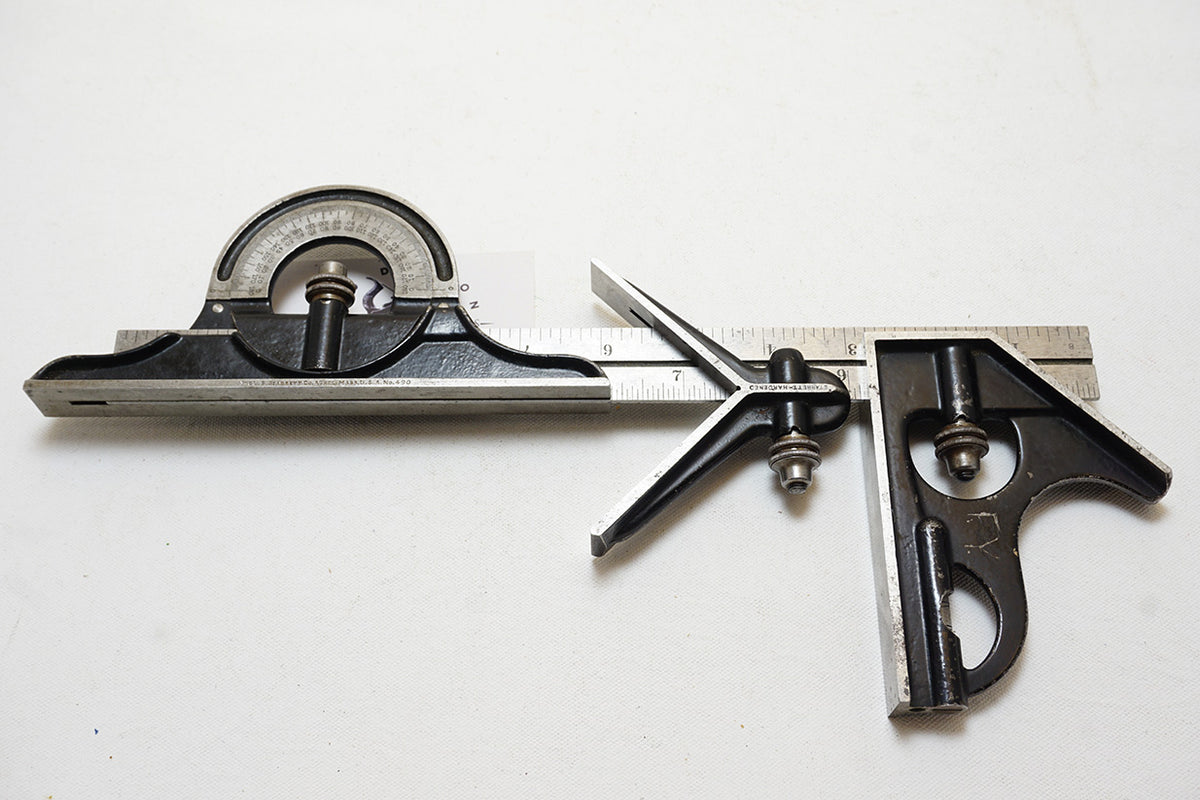 FINE STARRETT ALL ORIGINAL 4 PIECE MACHINIST COMBINATION SQUARE - 12 ...