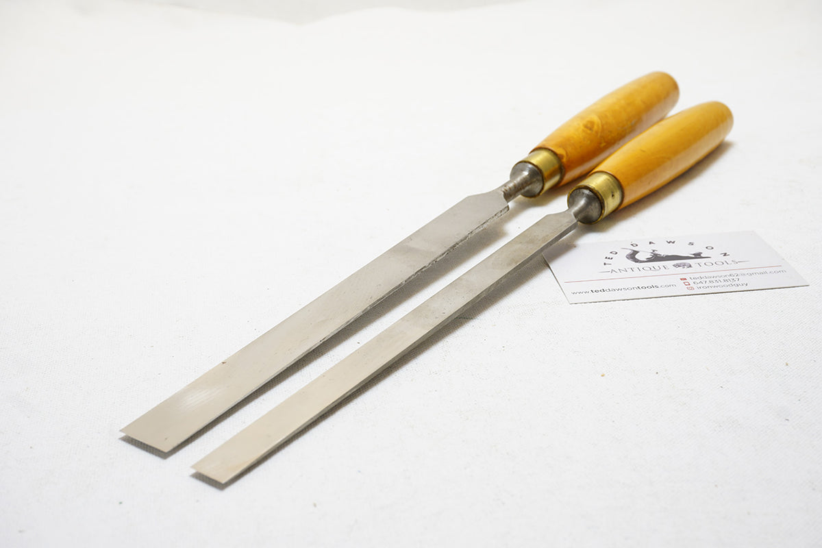 MINTY MARPLES LONG BOXWOOD HANDLED PARING CHISELS - 1/2" & 3/4" - SHAR ...