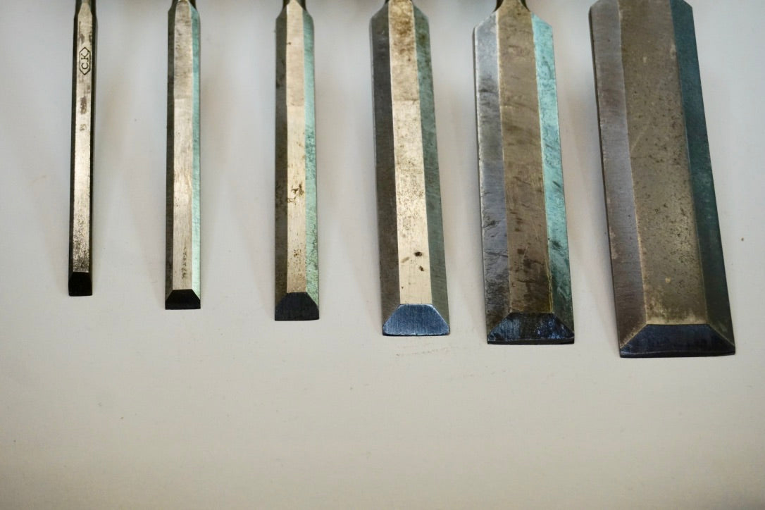 FINE SET OF 6 TECOMASTER SWEDISH CHISELS IN ORIGINAL CASE - 1/4"~1 1/4 ...
